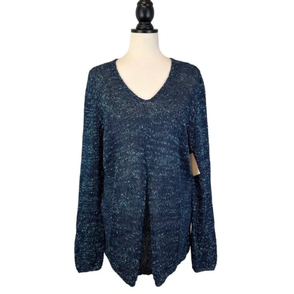 Coldwater Creek Confetti Brights Sweater Blue Crochet… - Gem